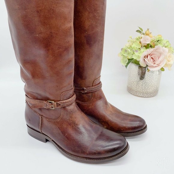 Frye | Shoes | Frye Melissa Seam Knee High Boots Brown Leather Pull On ...